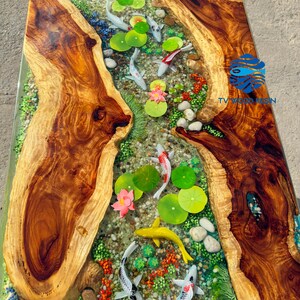 Hand-painted Koi Fish Resin Table: Custom Living Room Furniture - Etsy