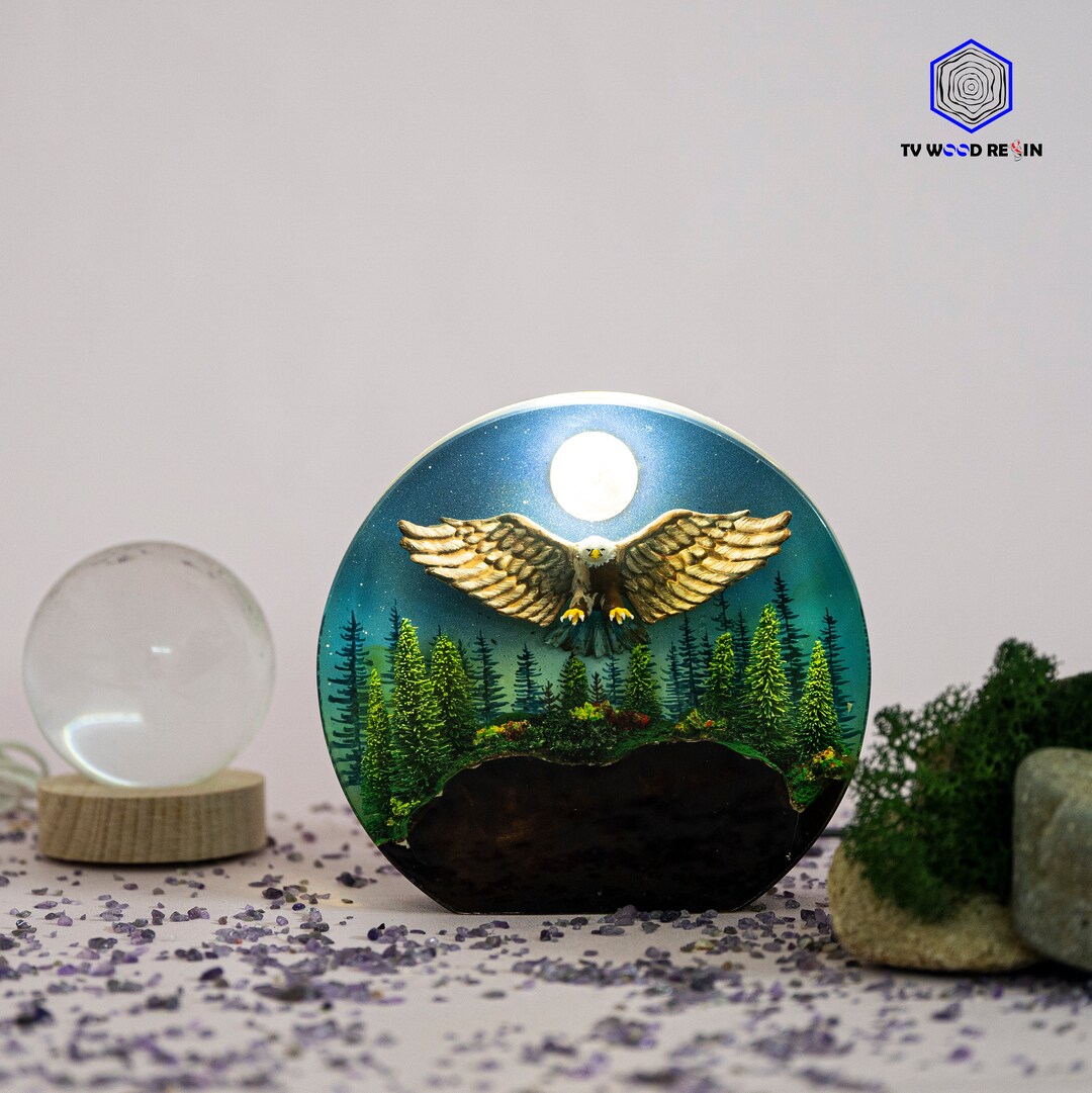 Eagle Lamp, American Eagle Night Light, Custom Resin Lamp, Independence ...