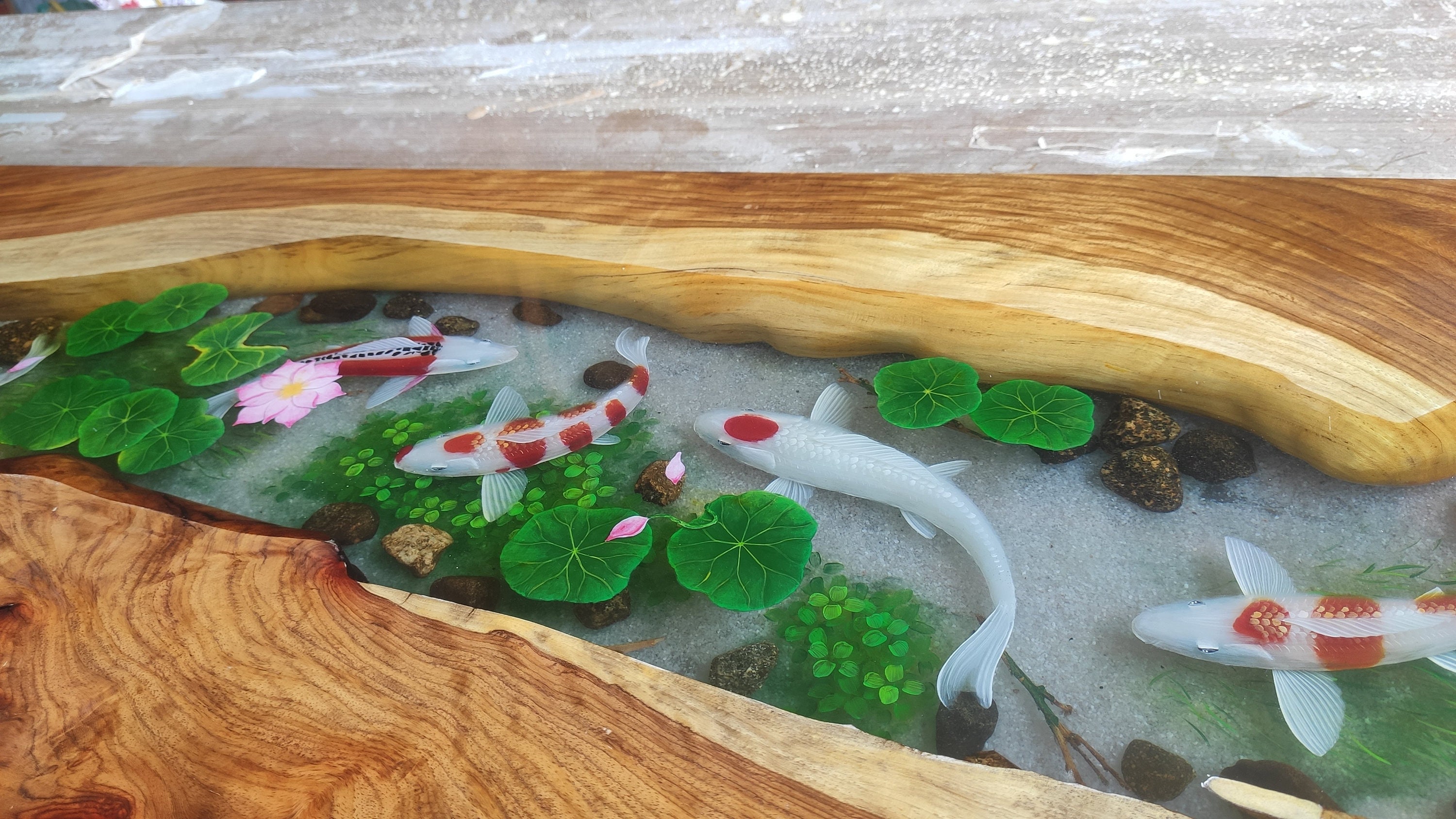 3d Koi Fish Painting Resin Table.luxury Epoxy Resin Dining and - Etsy