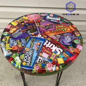 Epoxy Candy Table, Willy Wonka Theme, Unique Coffee Table, Cute Small ...