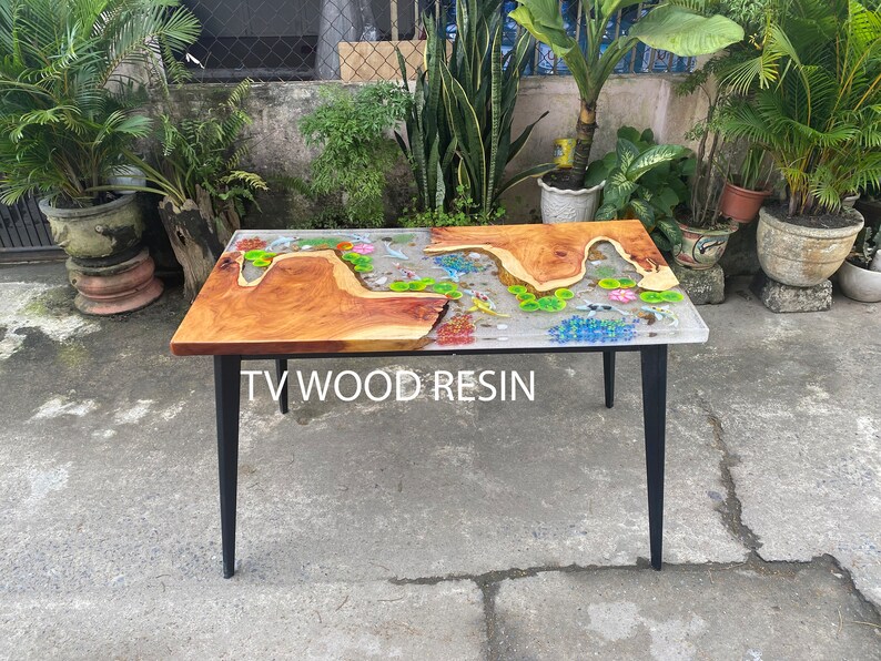 Koi Fish Painting Resin Table. Luxury Epoxy Resin Dining and - Etsy