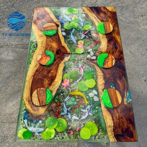 Hand-painted Koi Fish Resin Table: Custom Living Room Furniture - Etsy
