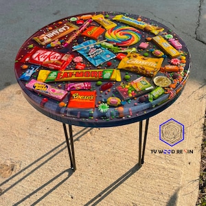 Epoxy Candy Table, Willy Wonka Theme, Unique Coffee Table, Cute Small ...