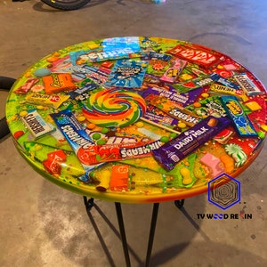 Epoxy Candy Table Willy Wonka Theme Unique Coffee Table Cute Small