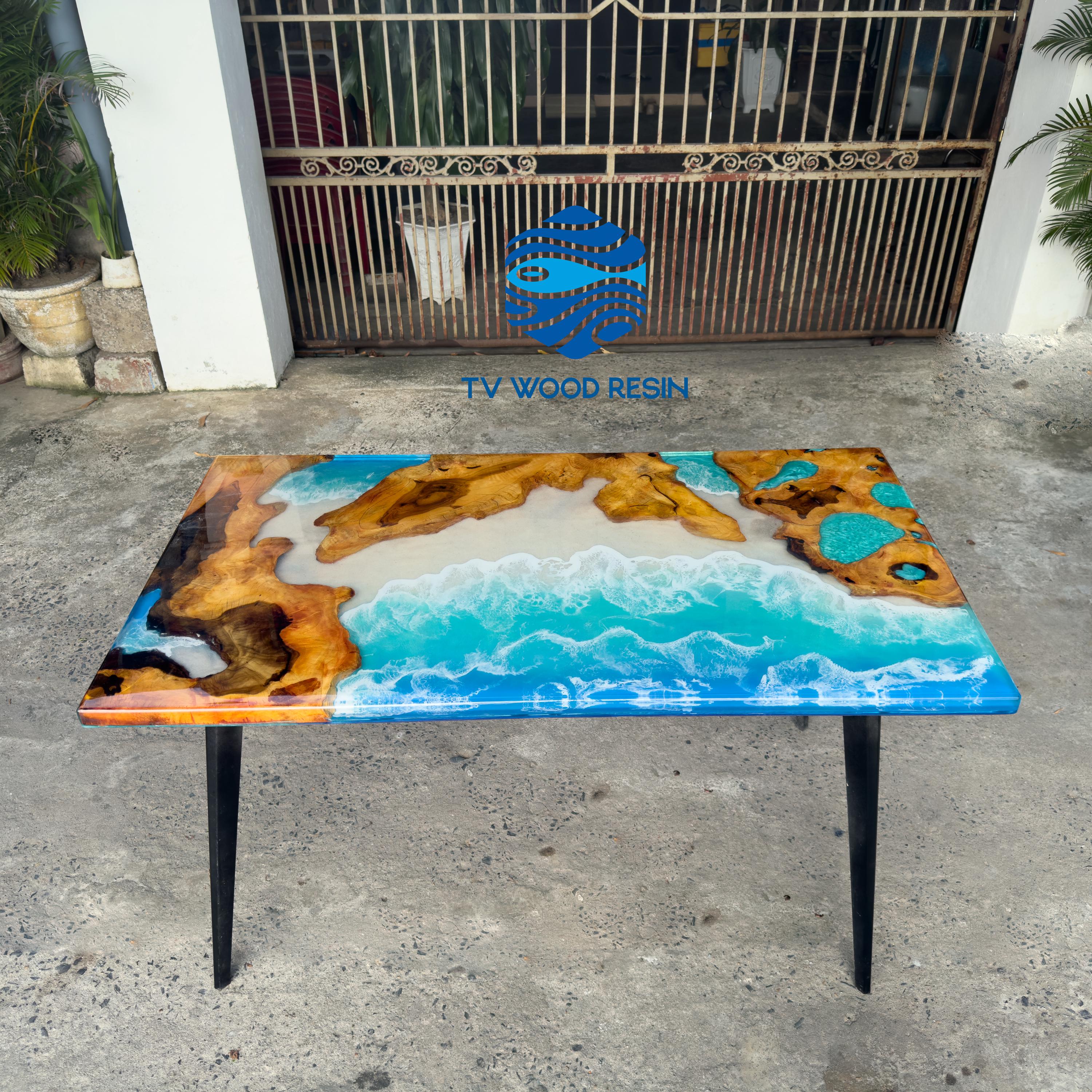 Ocean Resin Computer Desk, Blue Water View – Inspiring Workspace ...