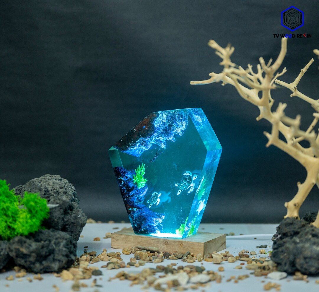 Turtles Coral Diver Epoxy Resin Night Light Sea Creatures, Coral Beauty ...