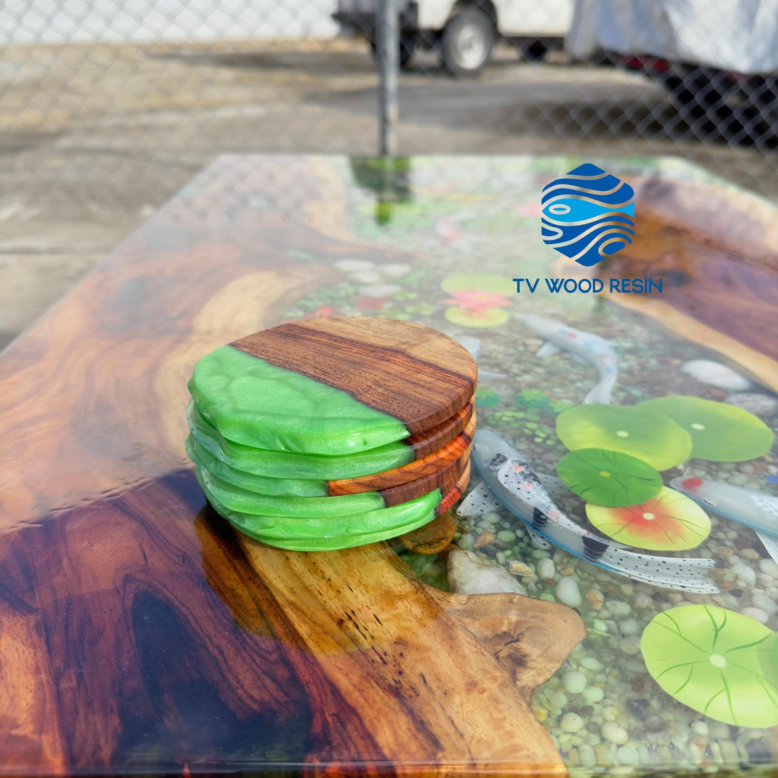 Hand-painted Koi Fish Resin Table: Custom Living Room Furniture - Etsy