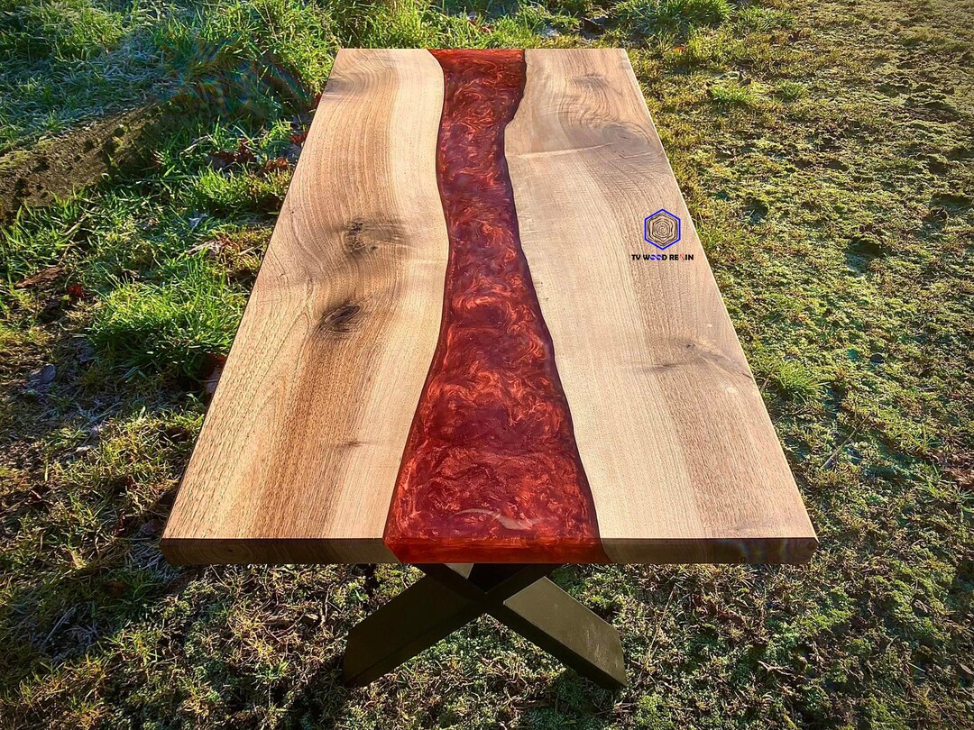 Red Epoxy Table, Epoxy Dining Table , Epoxy River Table, Dining Room ...