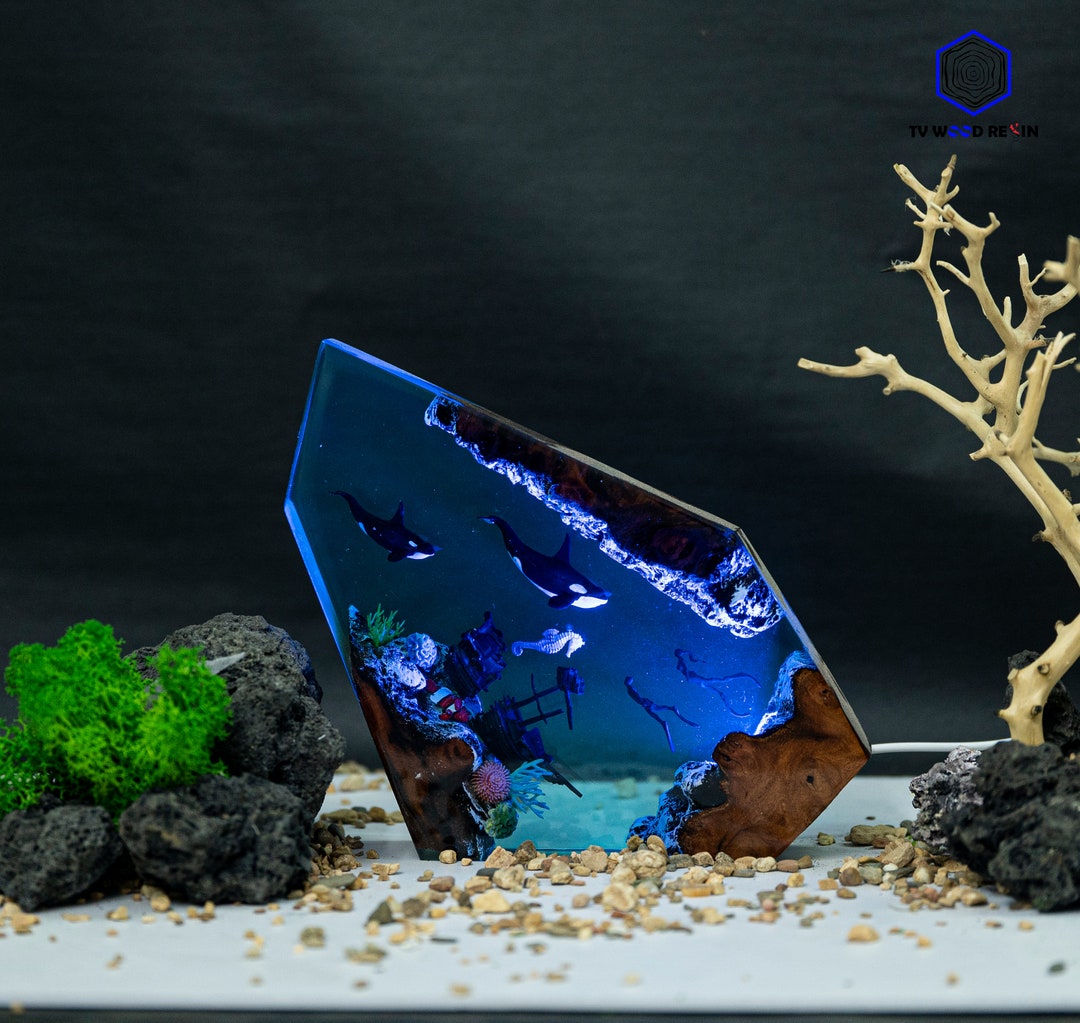 Orcinus Orca and Dive Epoxy Night Light Sea Creatures, Killer Whale ...