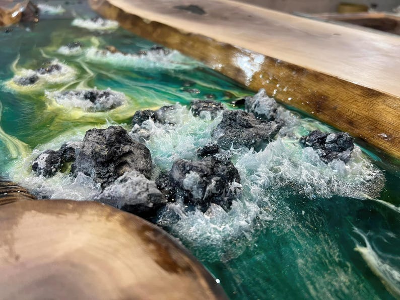 River Table : Waterfall Resin Ocean Table, Living Room Decor Live Edge ...