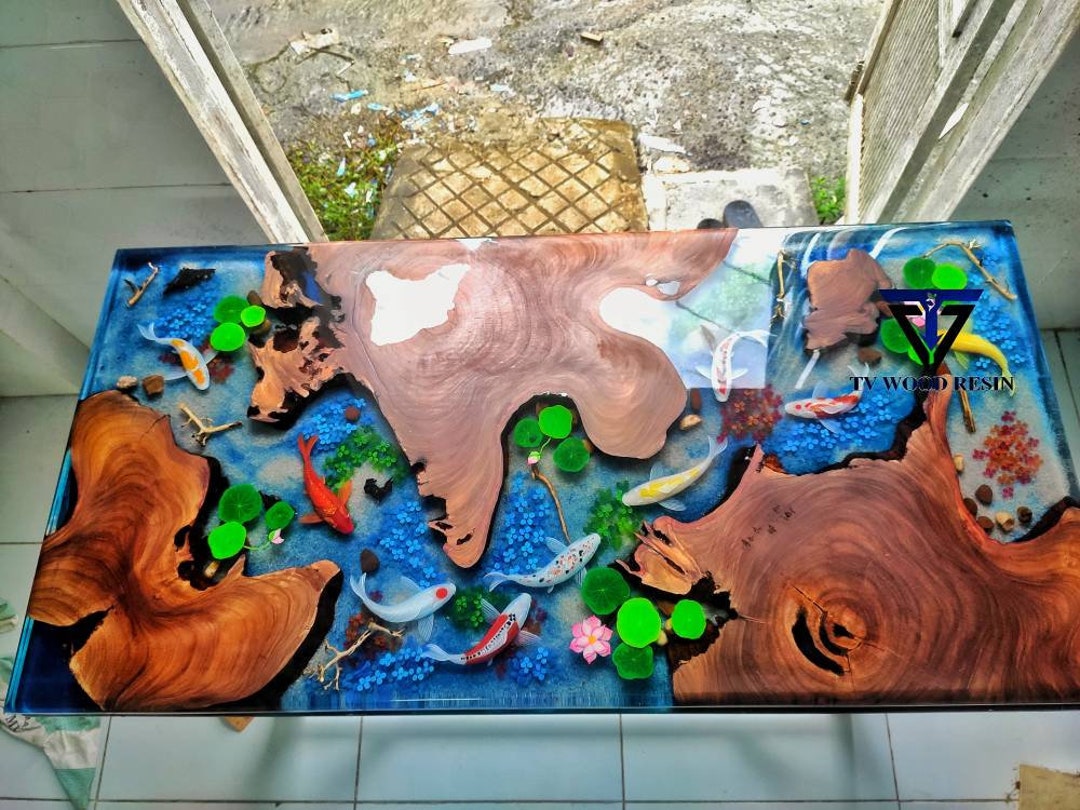 Koi Fish Table, Koi Art, Table Koi, Epoxy Table, Living Room Table ...