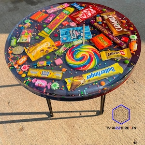 Epoxy Candy Table, Willy Wonka Theme, Unique Coffee Table, Cute Small ...