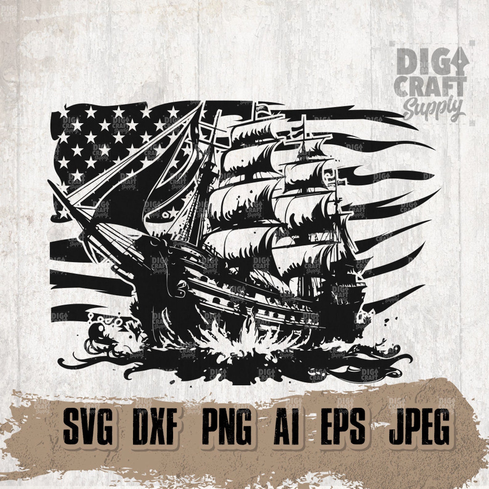 US Pirate Ship Svg Black Big Boat Cutfile Bad Captain - Etsy