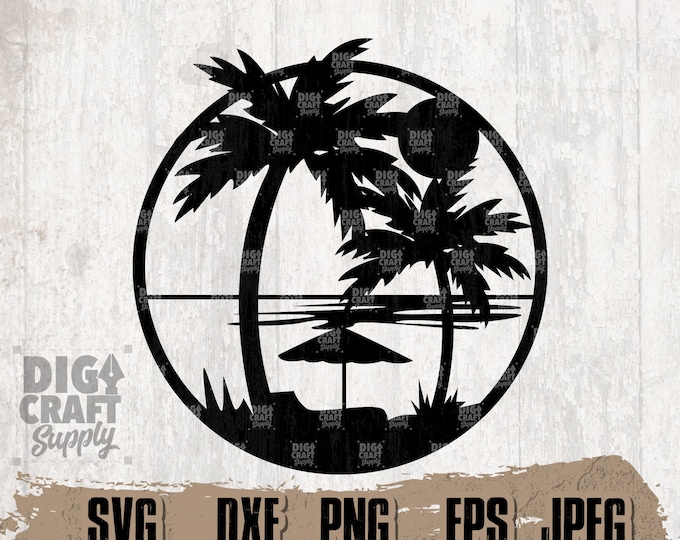 Sunset Svg File Palm Tree Sunset Svg Сouple in Love at Sunset Svg Ocean ...