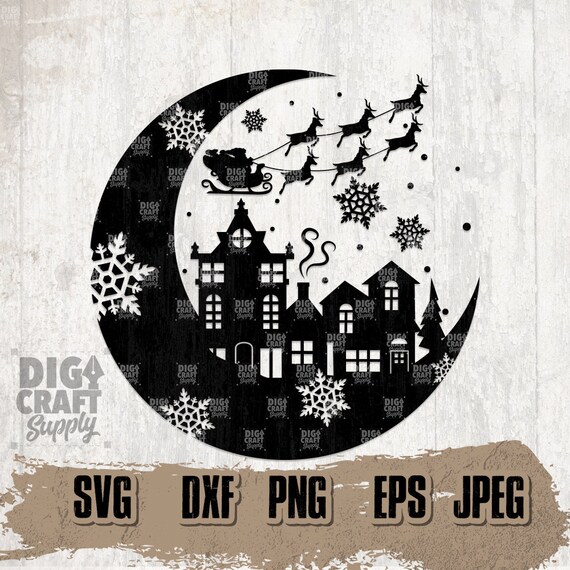 Christmas Scene Clipart Christmas Svg Christmas Cutfile | Etsy