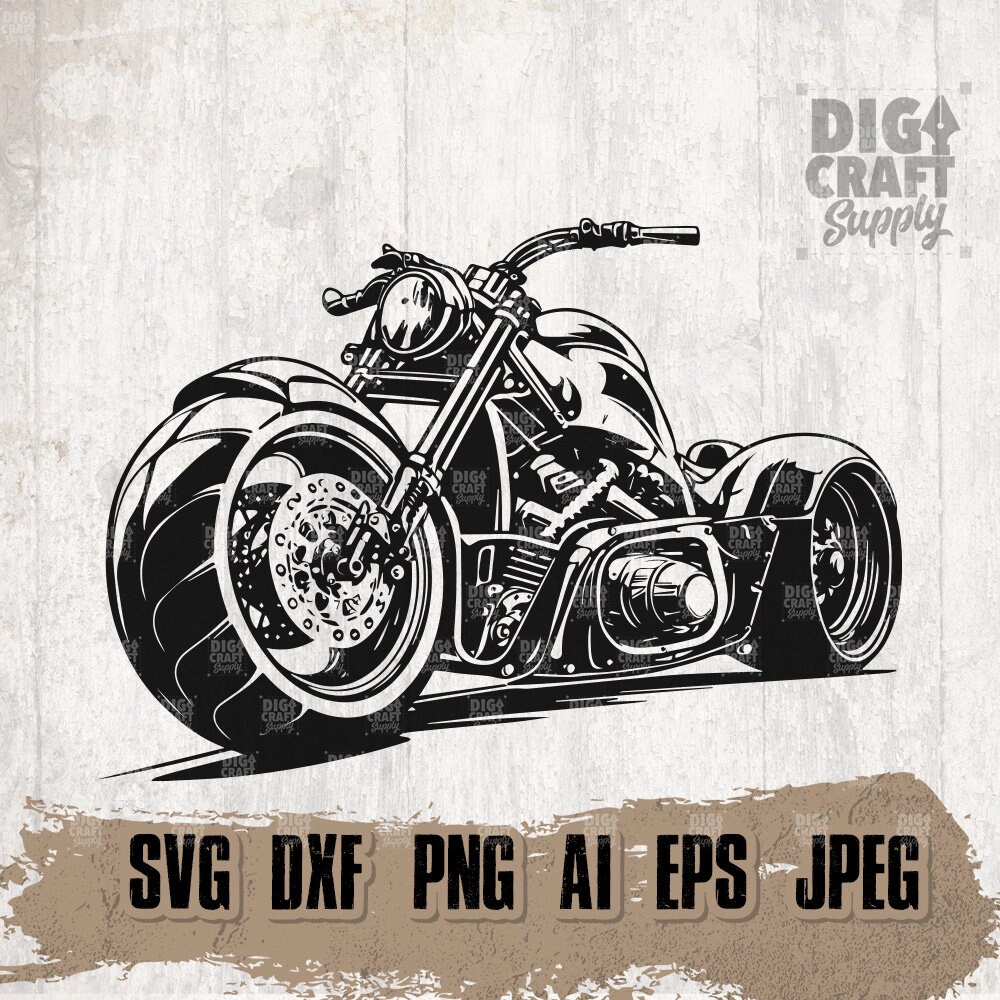Trike Motorbike Svg, Motorcycle Clipart, Biker Dad Cutfile, Big Bike ...