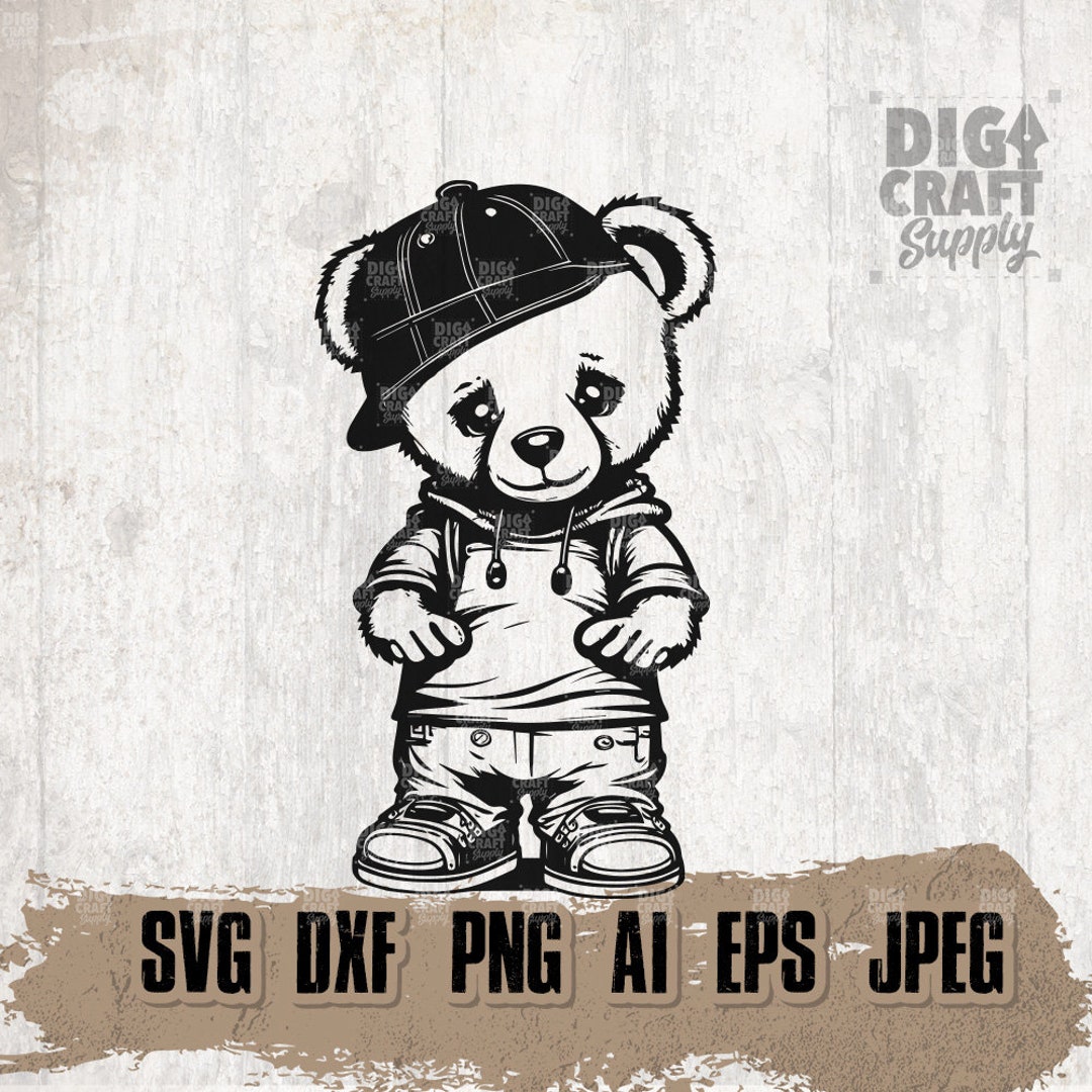 Hip Hop Teddy Svg, Hippie Bear Clipart, Gangster Brown Grizzly Dxf ...