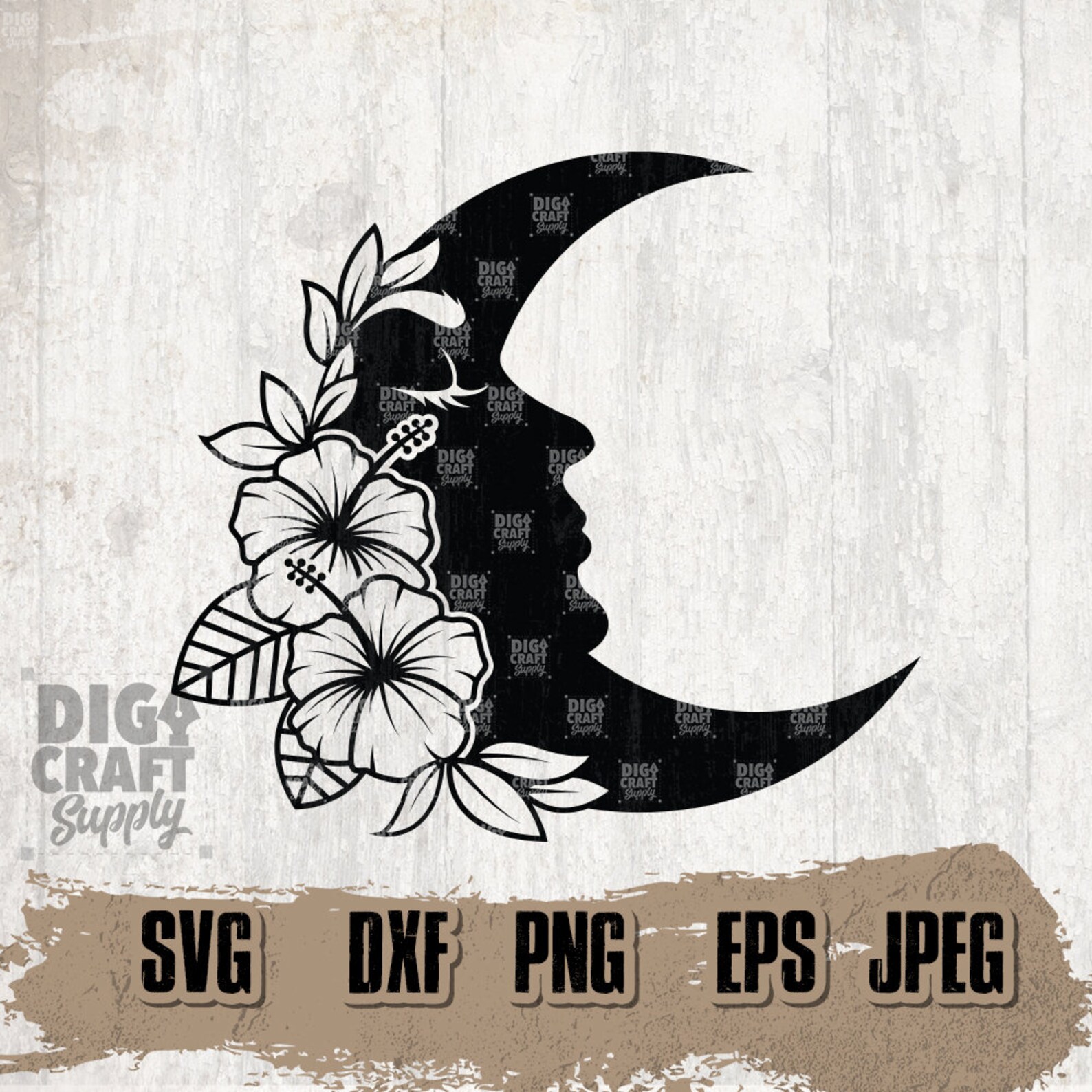 Floral Moon Svg Flower Moon Svg Moon Svg Quarter Moon Svg - Etsy