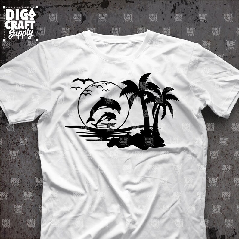 Dolphin Scene Sunset Svg Sunset Svg Island Vibes Svg Summer - Etsy