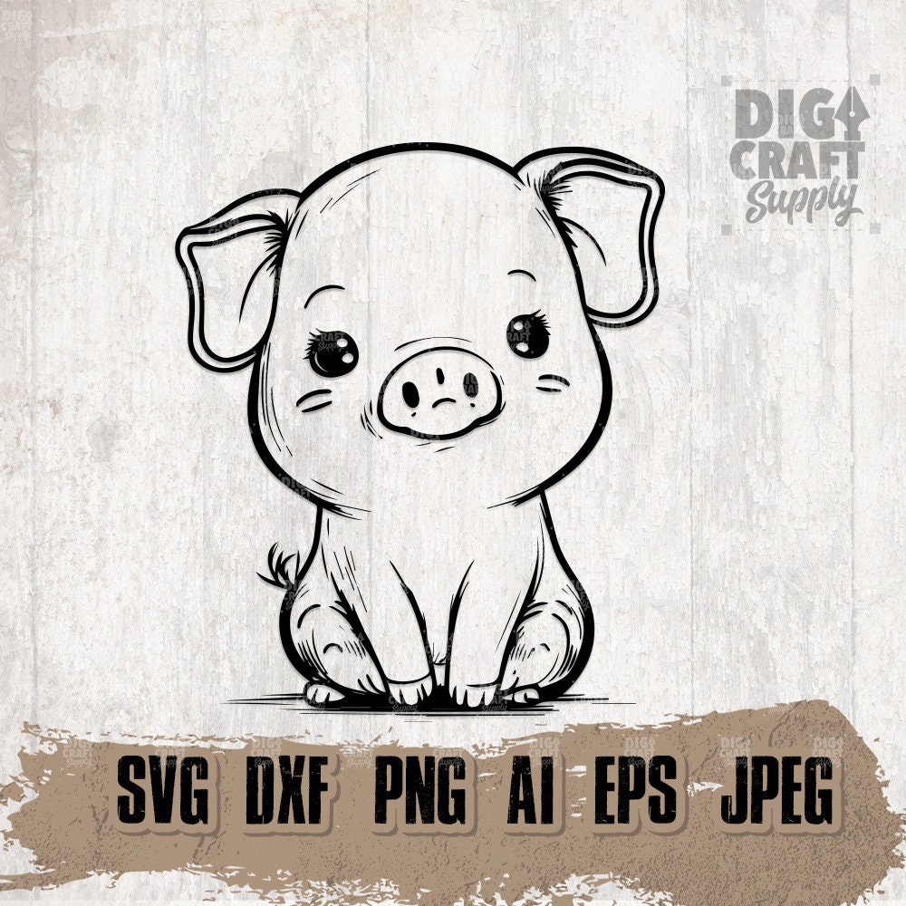 Cute Piglet svg Farm Animal Clipart Barn Pig Stencil - Etsy México
