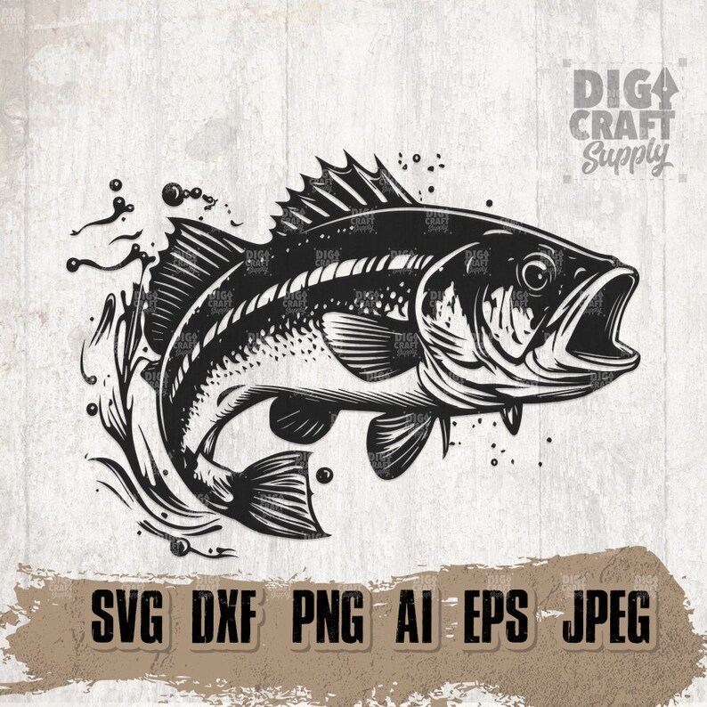 Bass Fish Svg Bassfish Cutfile Lake Fishing Clipart River - Etsy