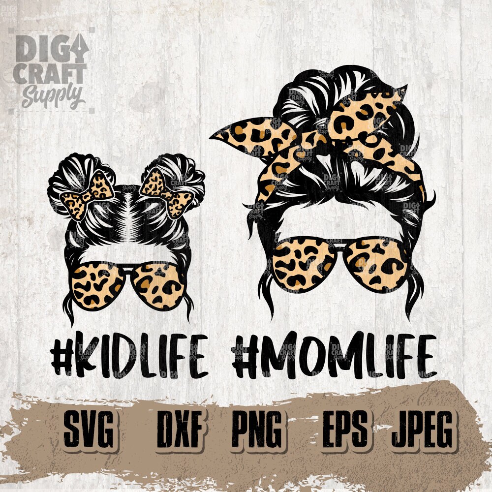 Mom Life Kid Life Leopard Leopard Mom svg Mom Life svg Kid | Etsy