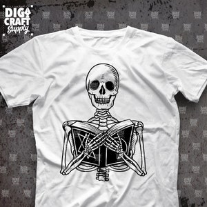 Skeleton Reading Book Spell Svg, Skeleton Svg, Witchcraft Svg, Magic ...