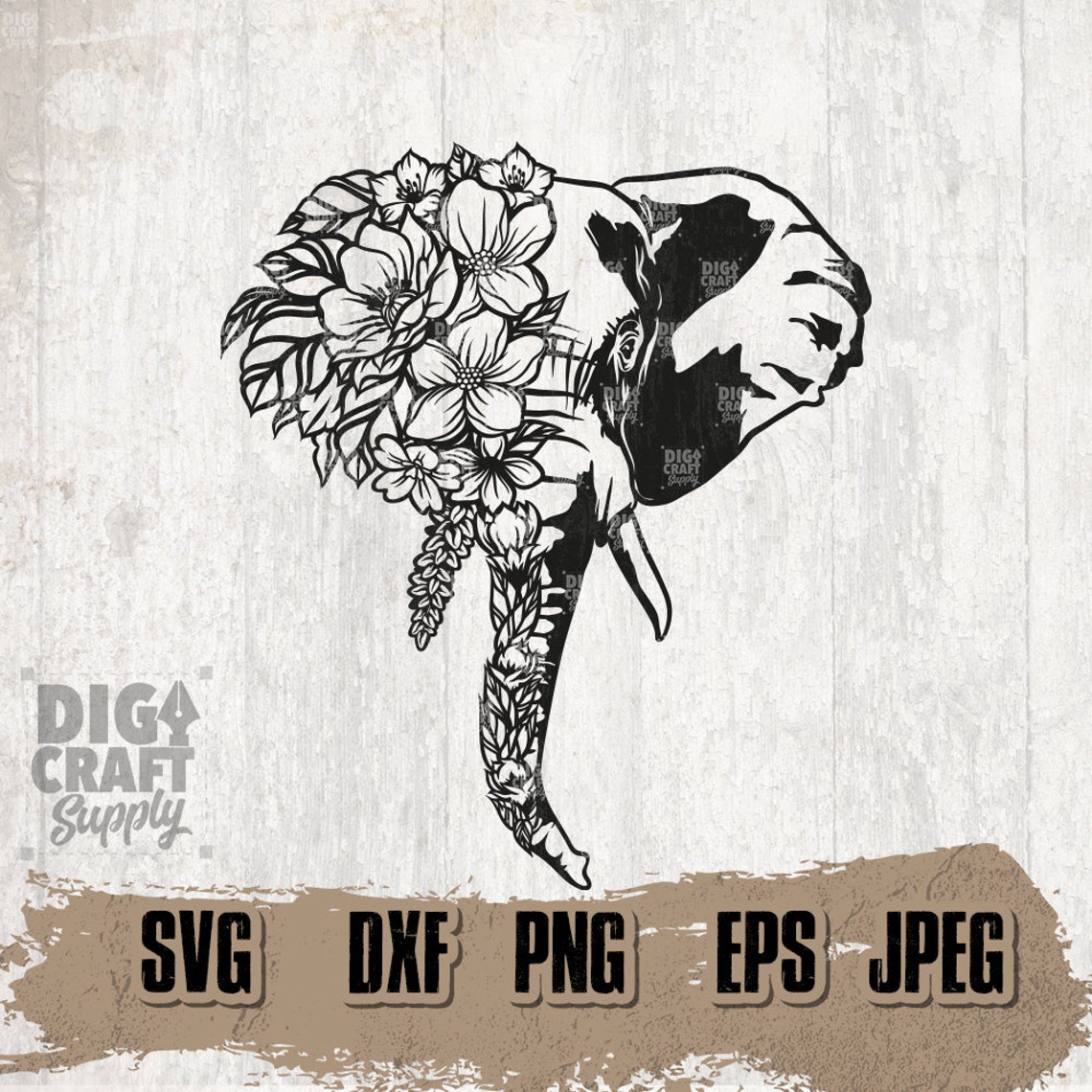 Floral Elephant Svg Floral Animal Svg Elephant Head Svg - Etsy