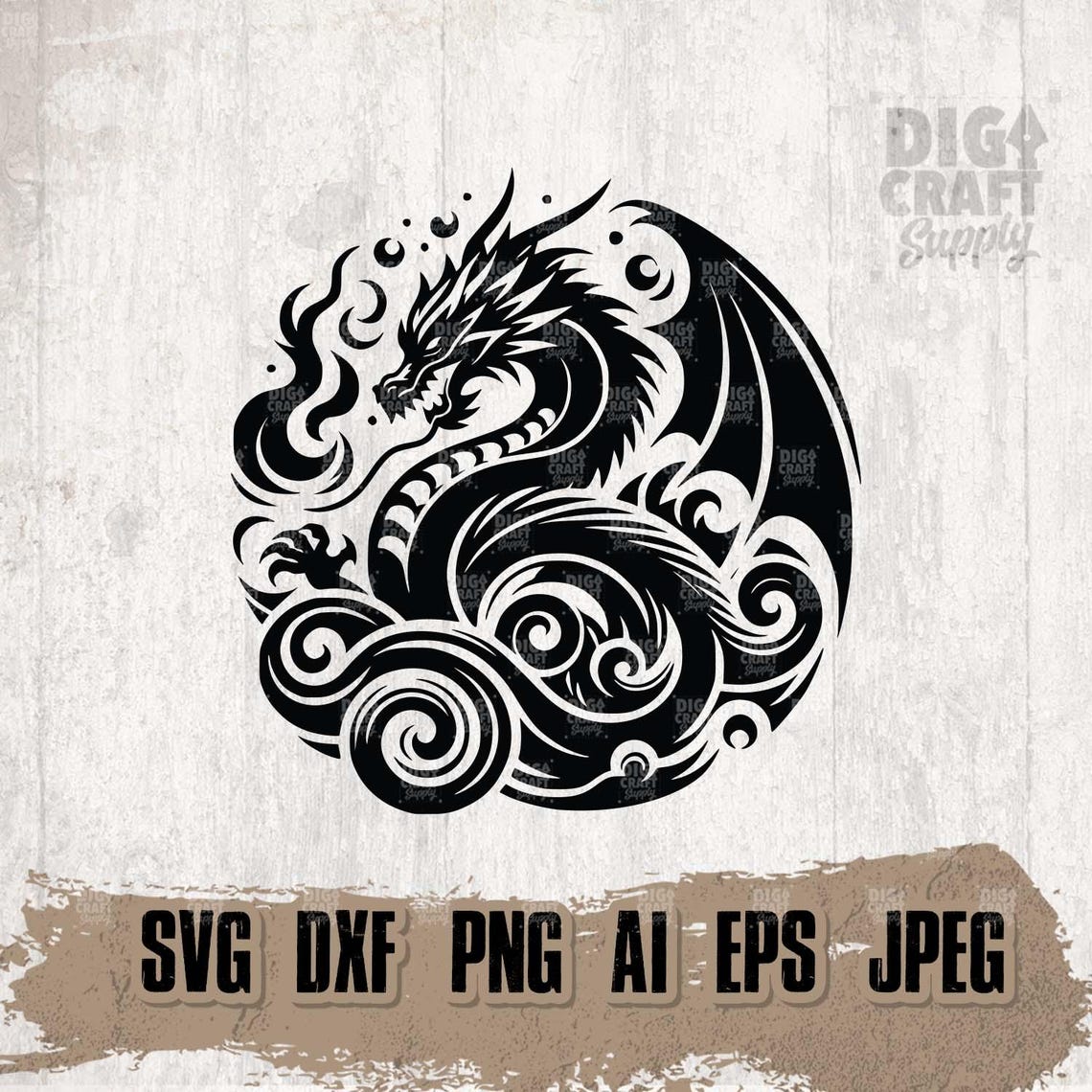 Dragon With Fire Svg | Ancient Dragon Clipart | Mythical Dragon Stencil ...