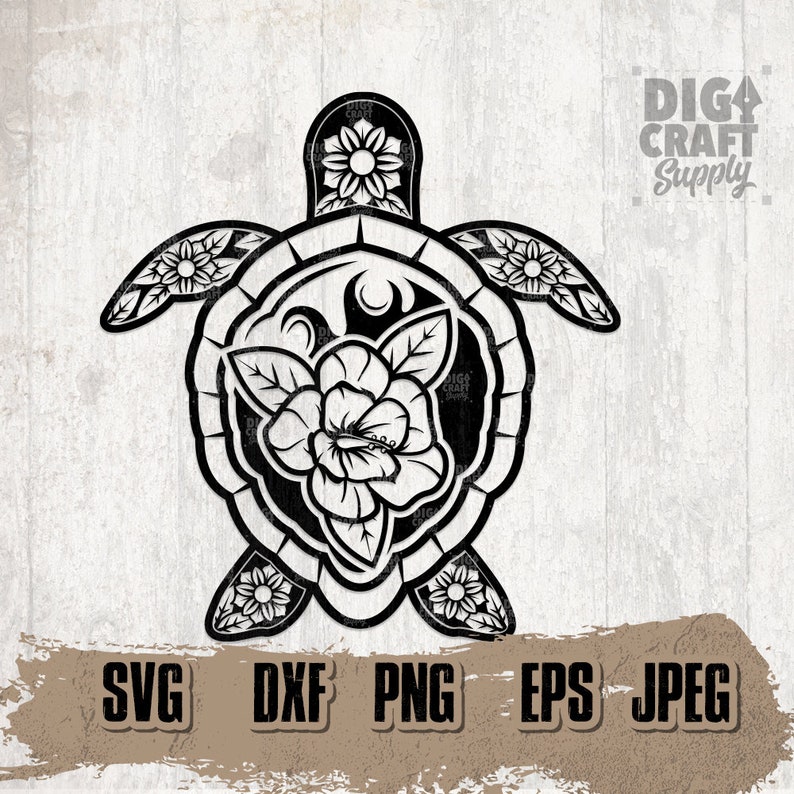 Floral Turtle Svg, Hawaiian Svg, Floral Animal Svg, Turtle Clipart ...