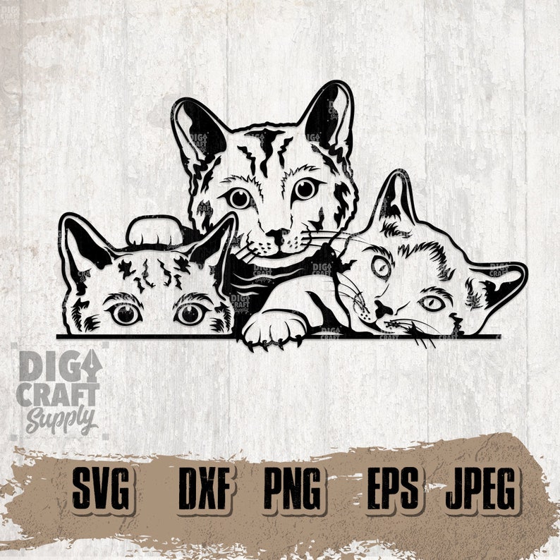 3 Peeking Cats Svg Peeking Animal Svg Cat Clipart Cat - Etsy