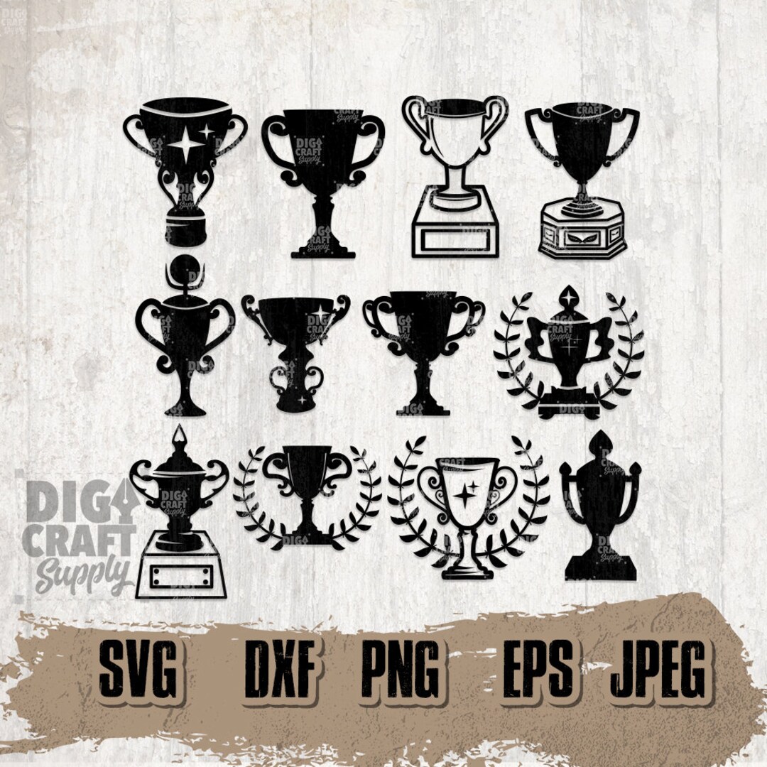 12 Trophies Bundle Svg, Trophies Clipart, Trophy Cutfile, Trophy Png ...