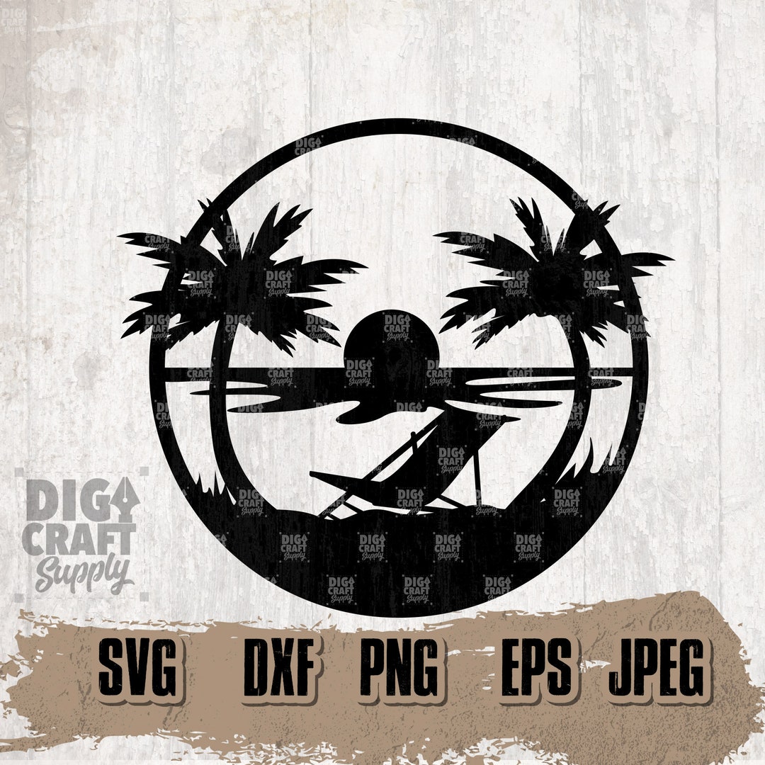 Sunset Beach #4 Digital Downloads, Sunset Svg, Sunset Stencil, Beach ...