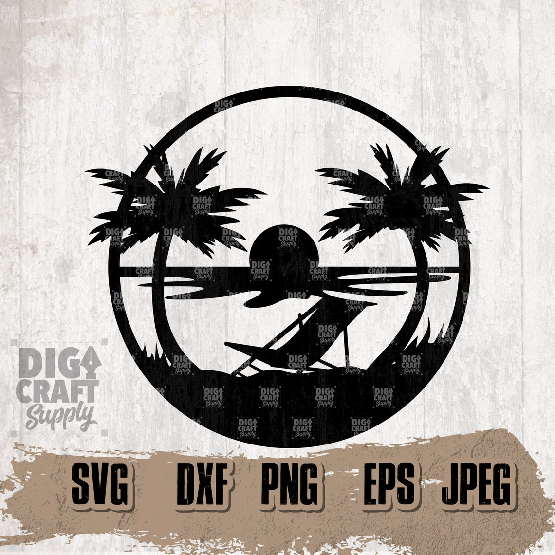 Sunset Beach #4 Digital Downloads, Sunset Svg, Sunset Stencil, Beach ...