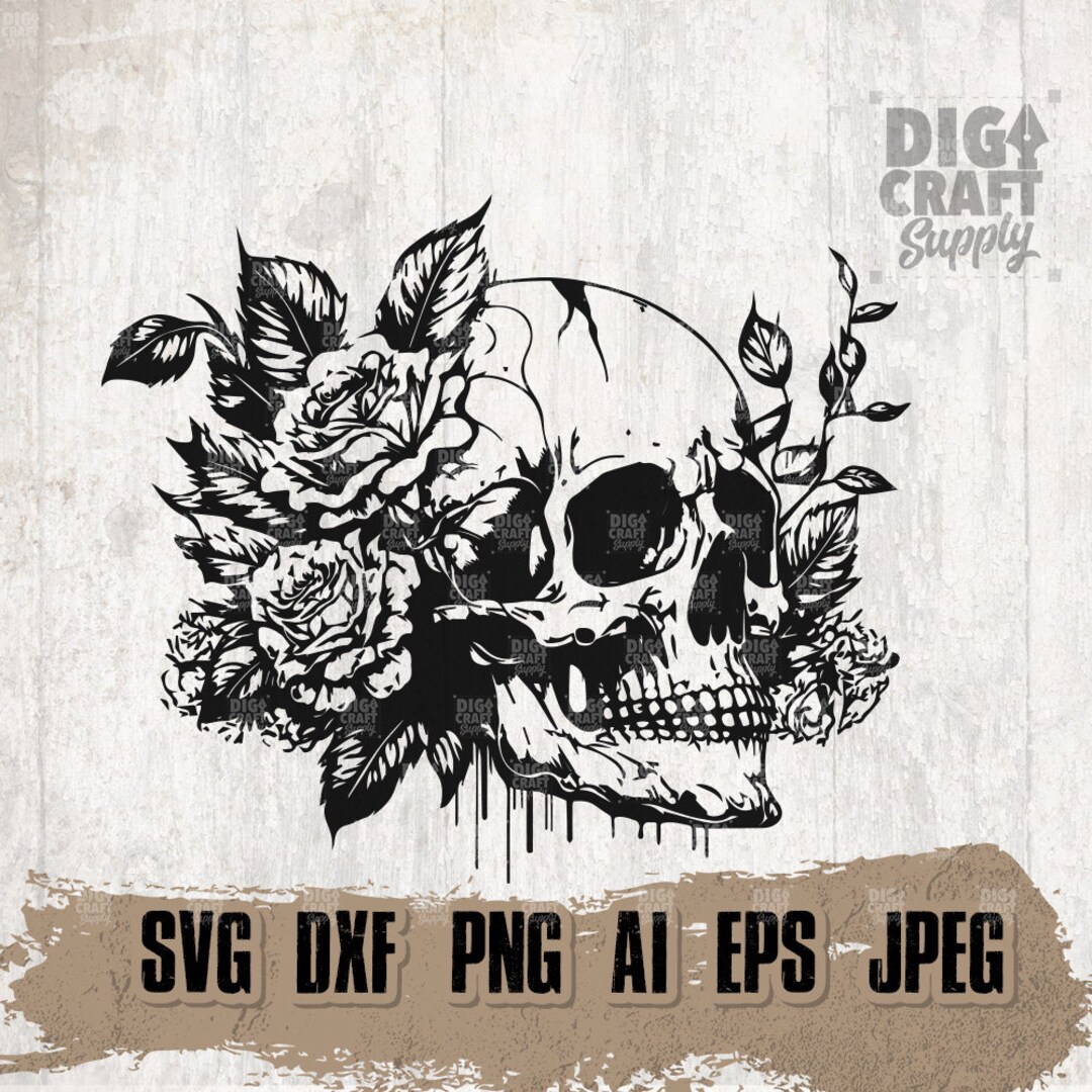 Floral Skull Svg, La Muerta Clipart, Flower Catrina Stencil, Lady Dead ...