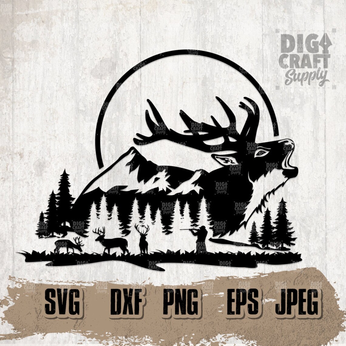Elk Deer Hunting Scene Svg Elk Deer Svg Hunting Svg Outdoor - Etsy Canada