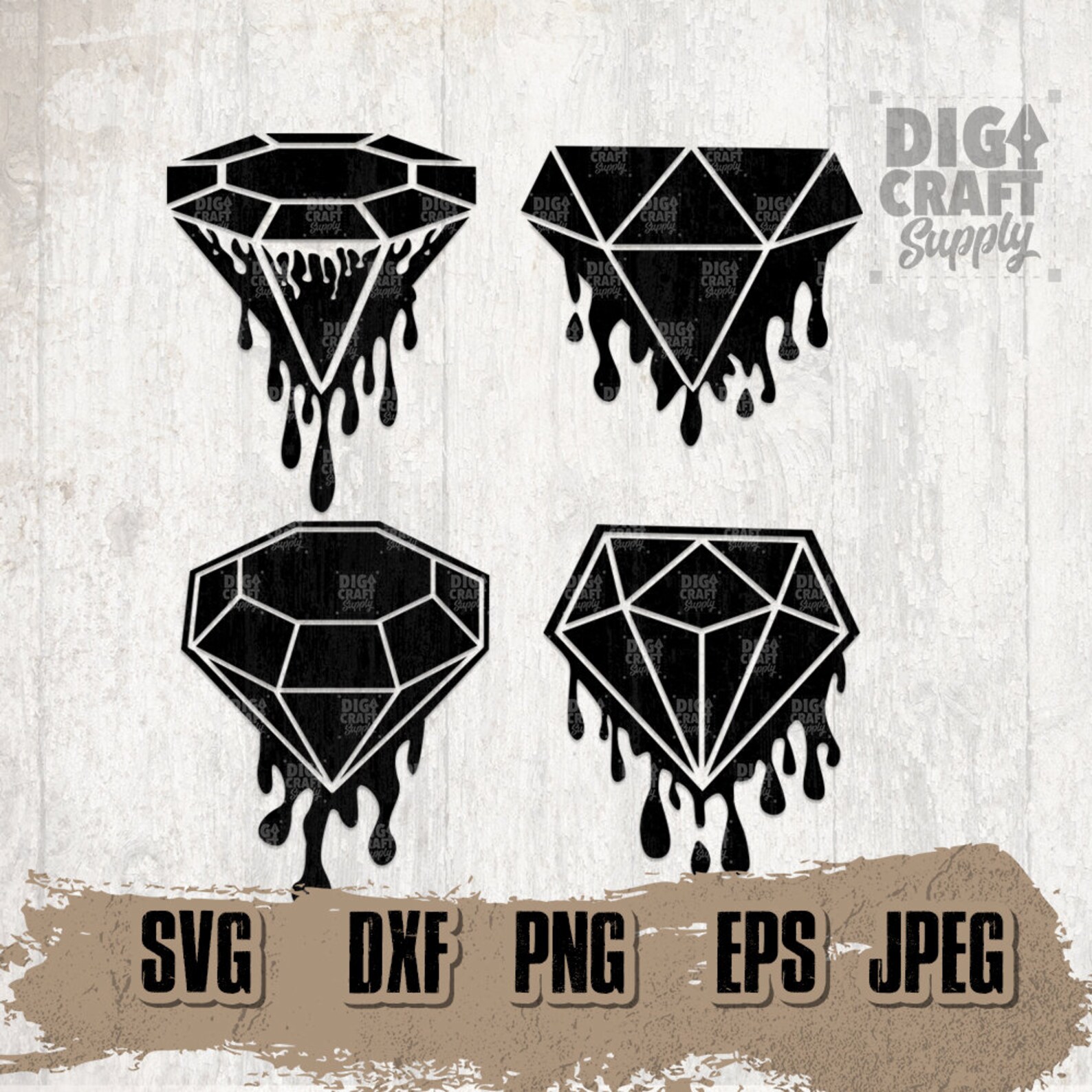 4 Diamond Dripping SVG Bundle Diamond Svg Diamond Clipart - Etsy