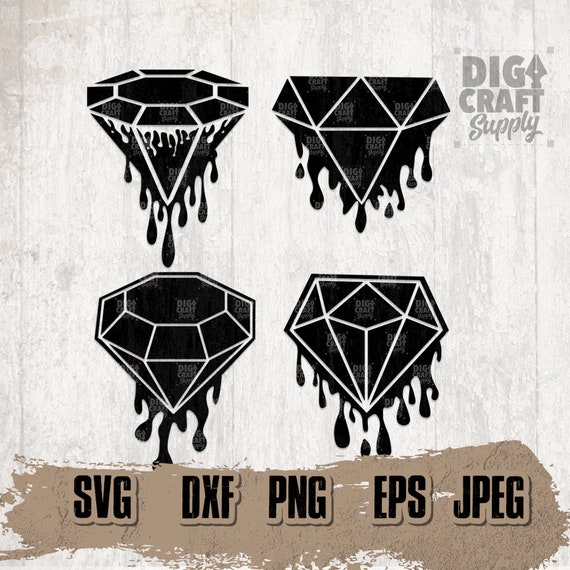 4 Diamond Dripping SVG Bundle Diamond Svg Diamond Clipart | Etsy Canada