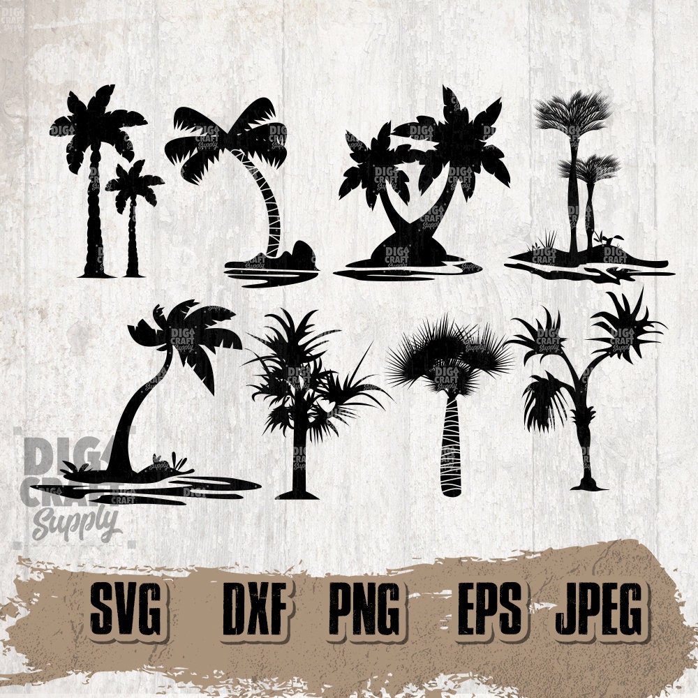 8 Palm Tree Bundle SVG Palm Tree svg Palm Tree png Palm | Etsy