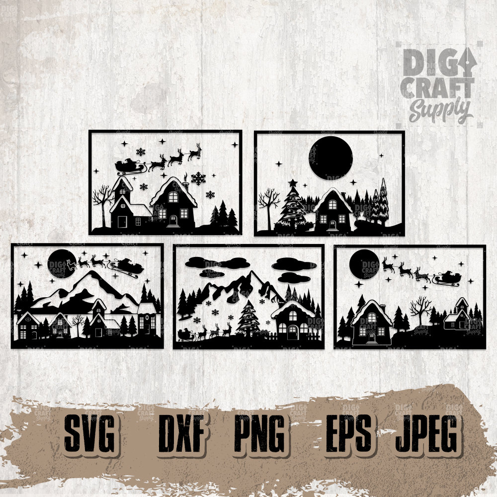 5 Christmas Scene Bundle Svg Christmas Bundle Svg SVG | Etsy