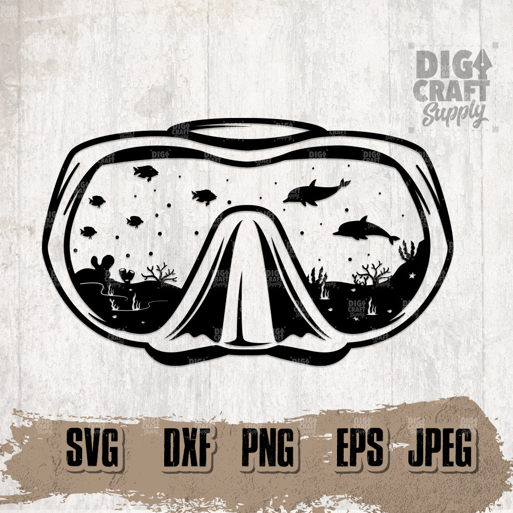 Scuba Mask Scene Svg Scuba Diver Svg Diving Goggles Svg - Etsy