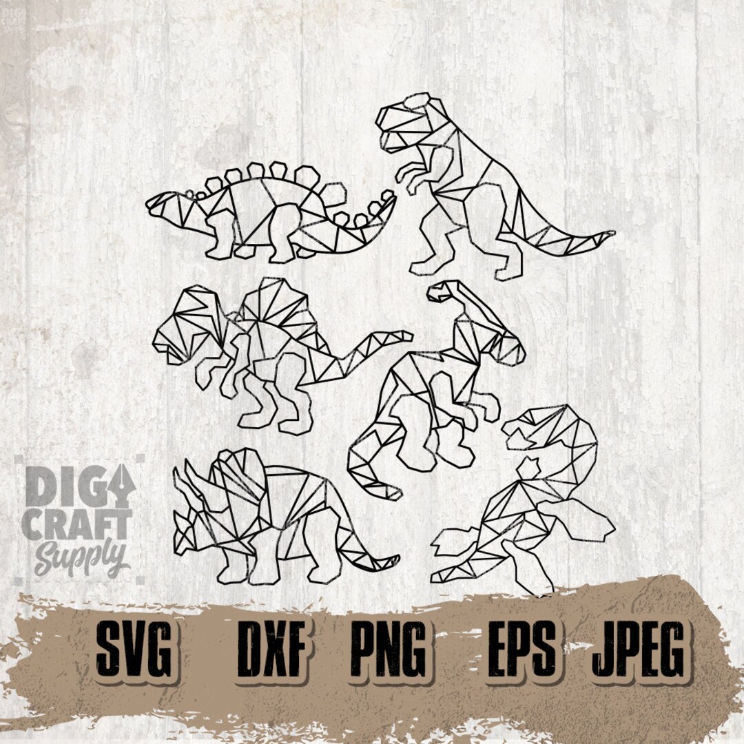 6 Geometric Dinosaur Svg, Dino Svg, Dinosaur Svg, Dino Png, Dinosaur ...