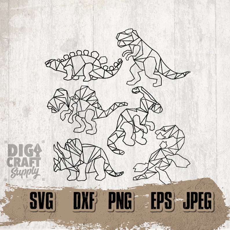 6 Geometric Dinosaur Svg, Dino Svg, Dinosaur Svg, Dino Png, Dinosaur ...