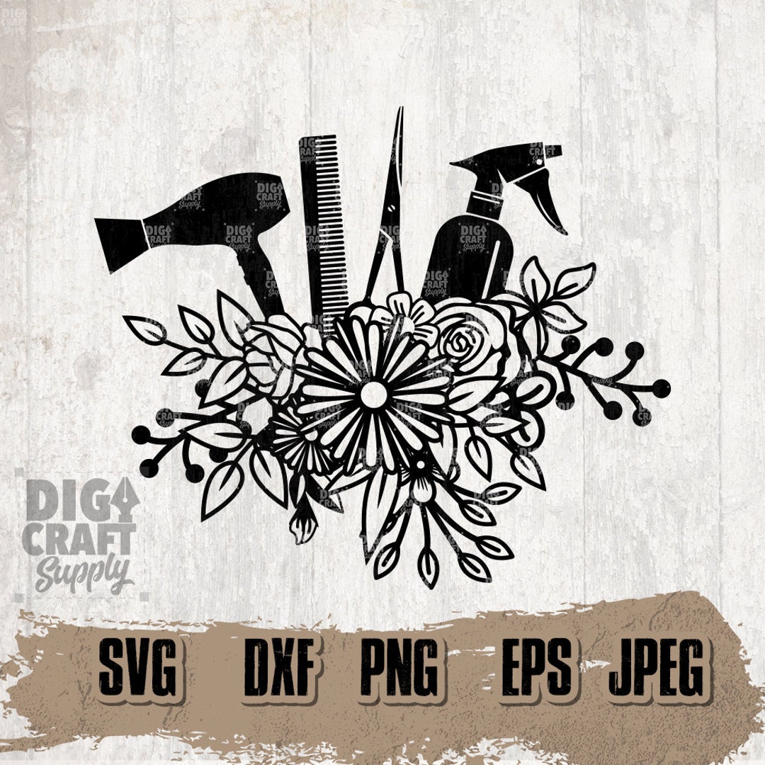 Hair Stylist Svg 2, Hair Salon Gift Idea, Parlor Monogram, Floral Hair ...