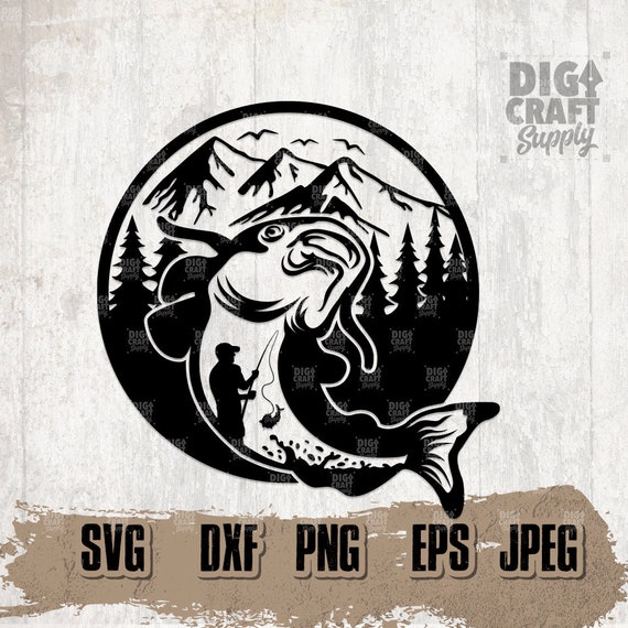 Cat Fishing Svg Cat Fish Png Cat Fish Clipart Fishing Svg | Etsy