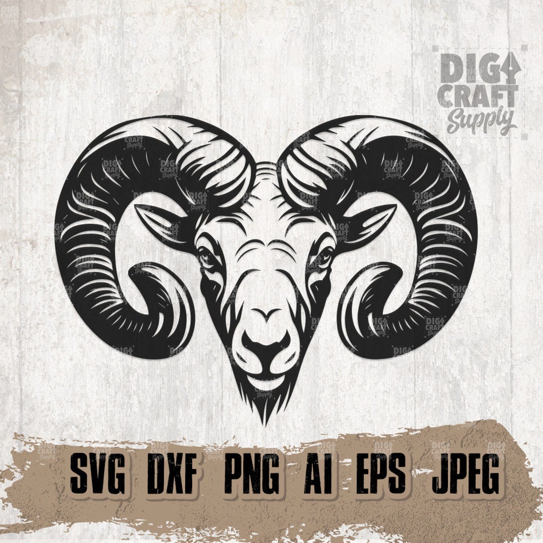 Ram Svg, Bull Clipart, Dryland Animal Stencil, Big Boho Horns Cutfile ...