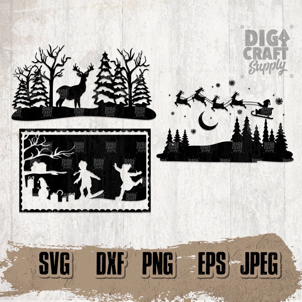 3 Christmas Scene SVG Bundle Christmas Svg Christmas Bundle - Etsy