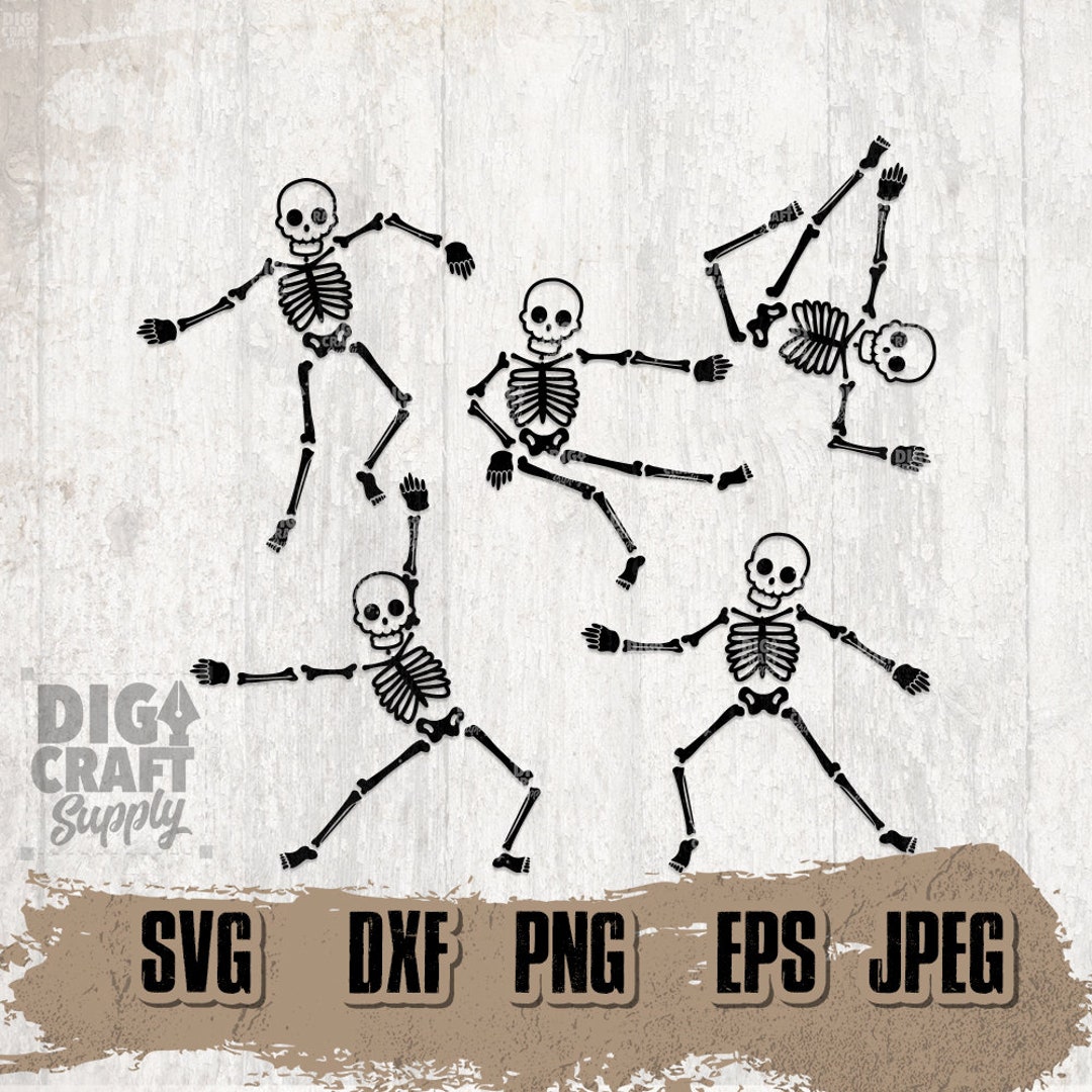 5 Skeleton Dancing Svg, Skeleton Clipart, Skeleton Cutfile, Dancing ...