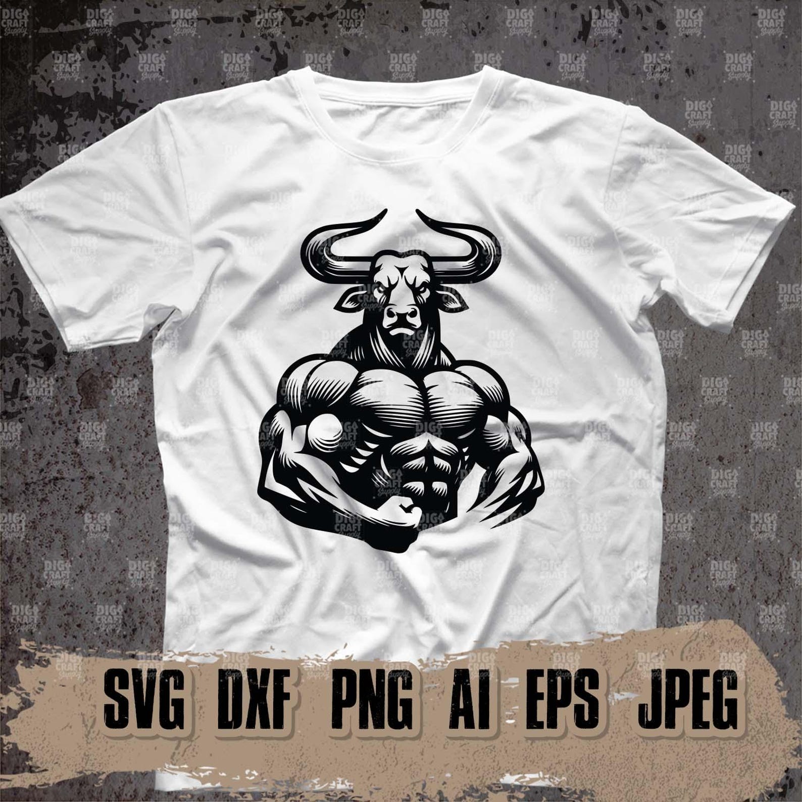 Bull Bodybuilder Svg | Bull Muscles Clipart | Bull Fitness Stencil ...