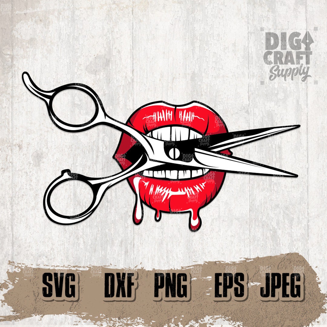 Sexy Lips Biting Scissor Svg Hair Stylist Monogram T Idea Salon